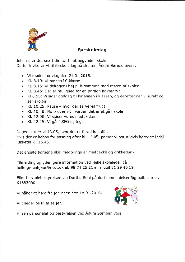 Kom til Førskoledag hos Ådum Børneunivers torsdag den 21. januar - Aadum.com